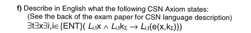 Solved f) Describe in English what the following CSN Axiom | Chegg.com