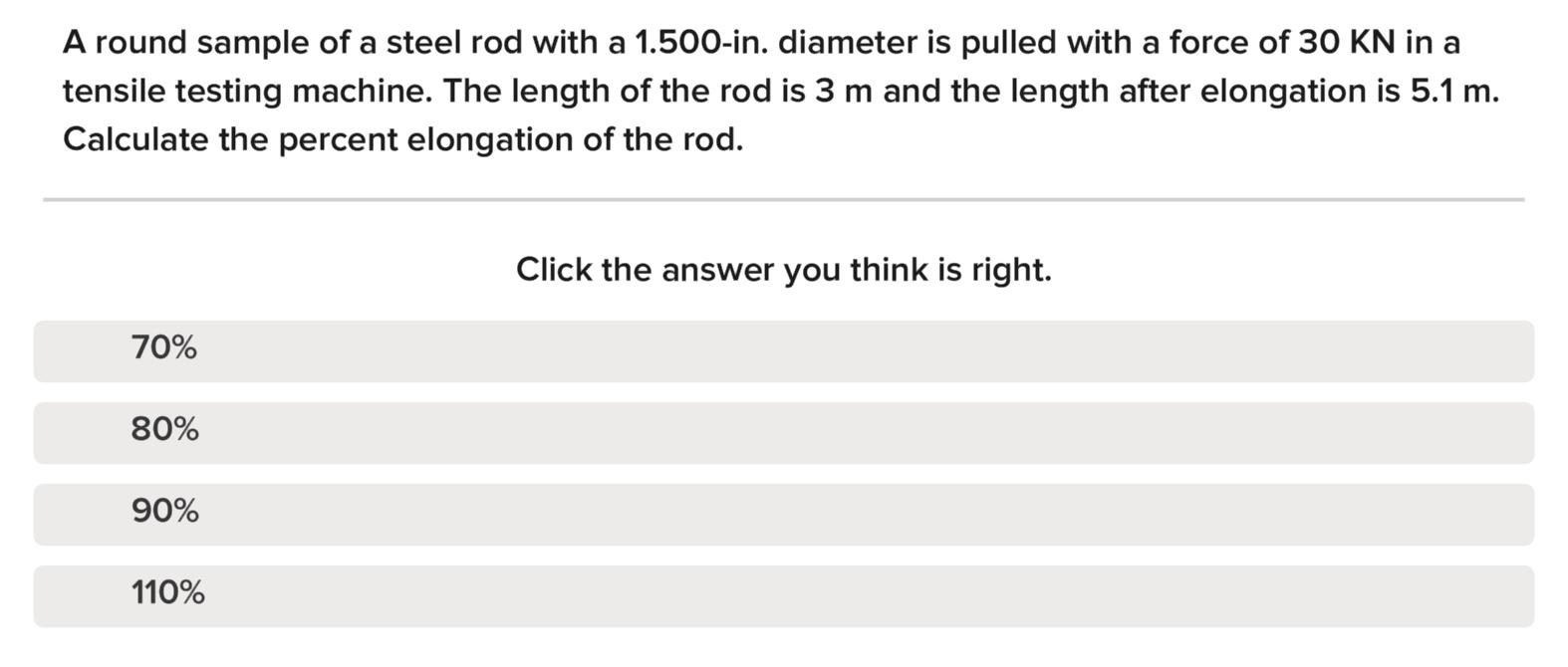 Solved a A round sample of a steel rod with a 1.500-in. | Chegg.com