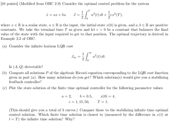 10 points(Modified from OBC 2.9) Consider the optimal | Chegg.com