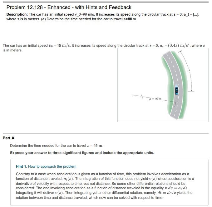 Solved Problem 12.128 - Enhanced - with Hints and Feedback | Chegg.com