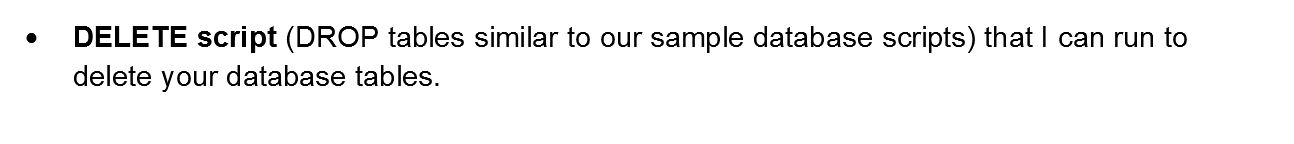 Solved DELETE script (DROP tables similar to our sample | Chegg.com