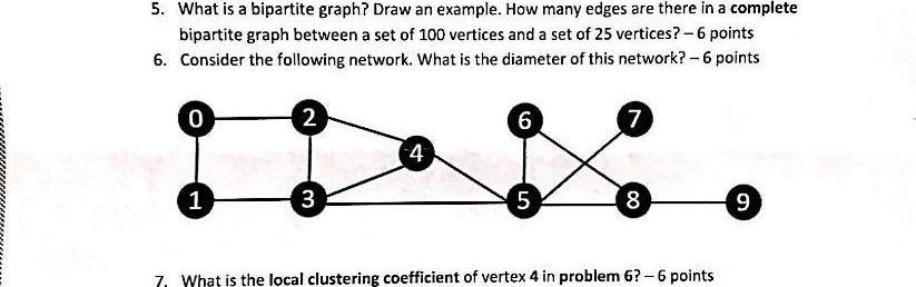 Solved 5. What is a bipartite graph? Draw an example. How | Chegg.com