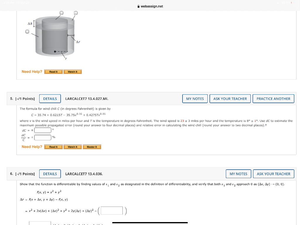 Solved A webassign.net AL Need Help? Read It Watch it 5. | Chegg.com