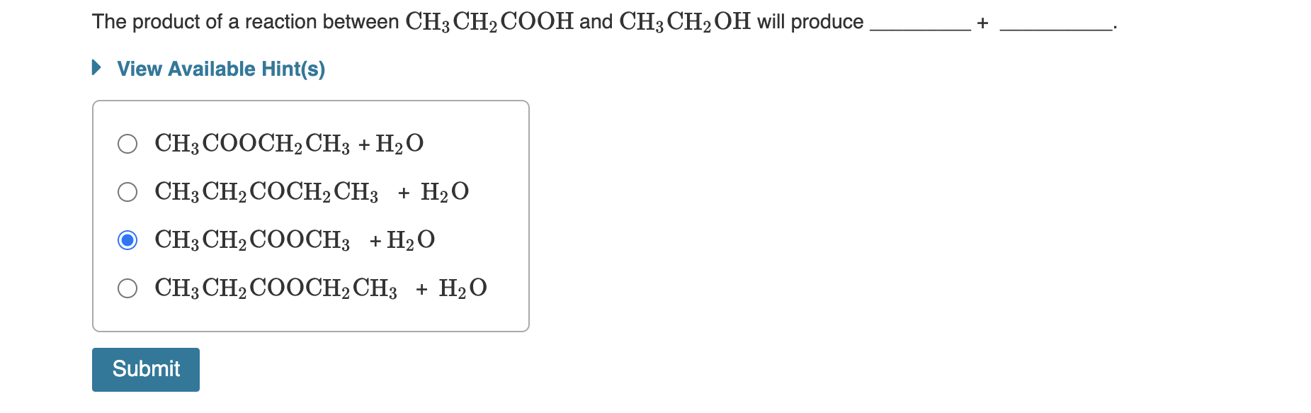 Solved What reactants will undergo an esterification | Chegg.com