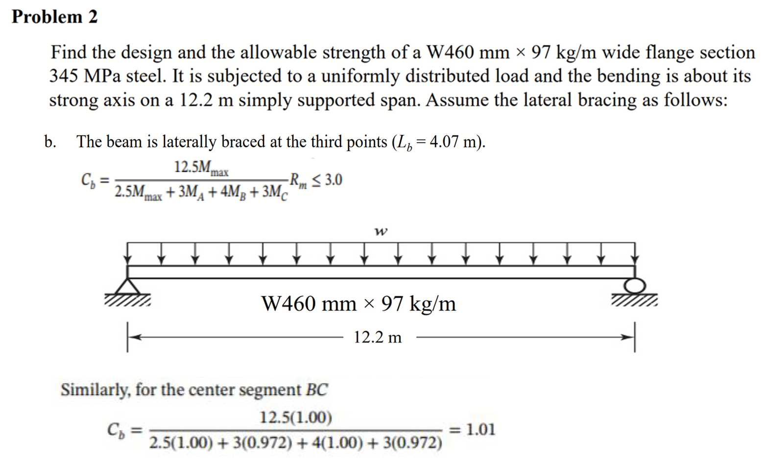 Solved Please help find cb (and show work) for the center | Chegg.com