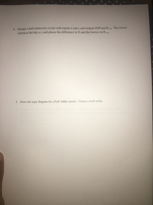 Solved Design A Half Subtractor Circuit With Inputs X And Y