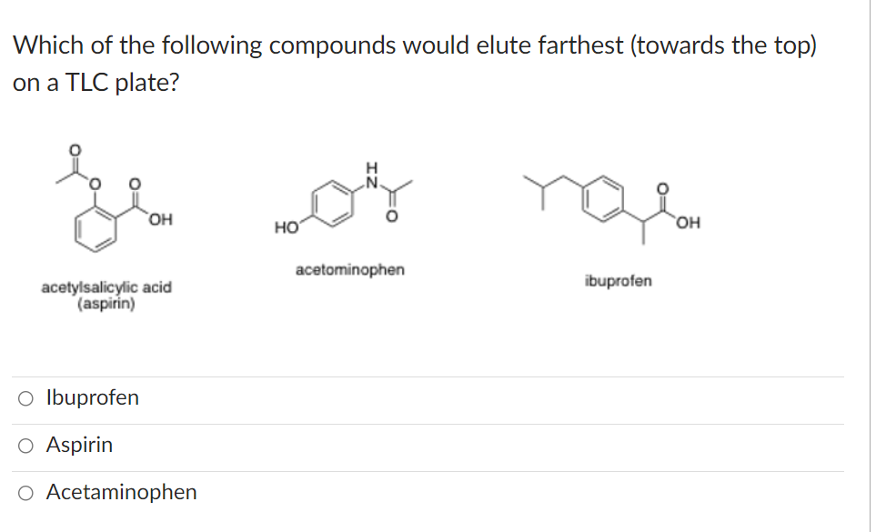Solved Which of the following compounds would elute farthest | Chegg.com
