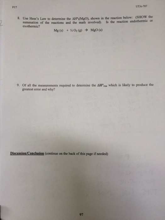 Solved F17 UTA-707 LAB REPORT EXPERIMENT UTA-707 Section | Chegg.com