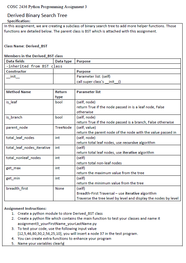 Solved COSC 2436 Python Programming Assignment 3 Derived | Chegg.com