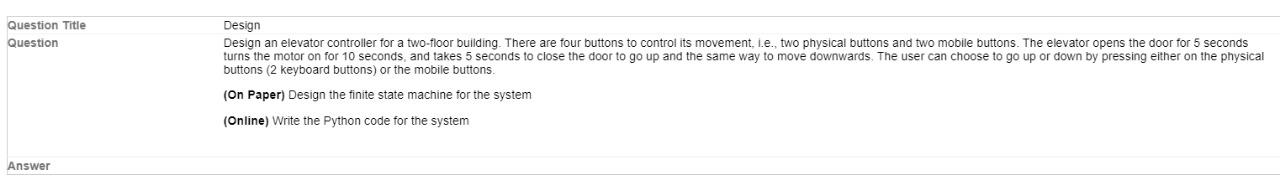 Solved Question Title Question Answer Design Design an | Chegg.com