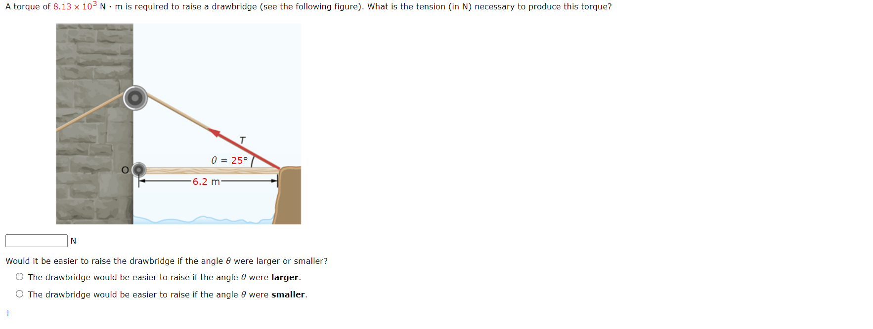 Solved Would it be easier to raise the drawbridge if the | Chegg.com