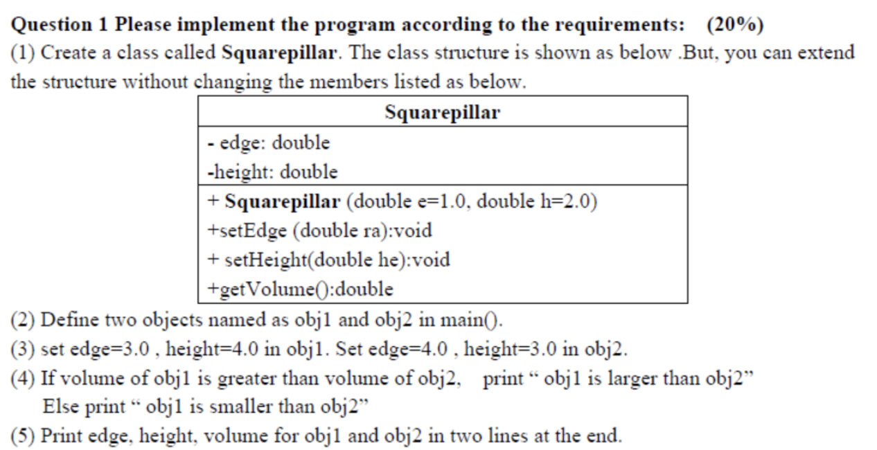 Solved Question 1 Please implement the program according to | Chegg.com