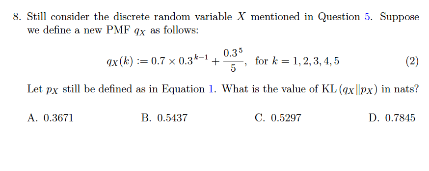 8. Still consider the discrete random variable X | Chegg.com