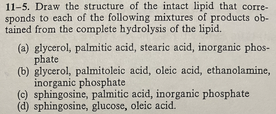Solved 11-5. Draw the structure of the intact lipid that | Chegg.com