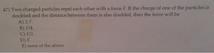 Solved Two charged particles repel each other with a force | Chegg.com