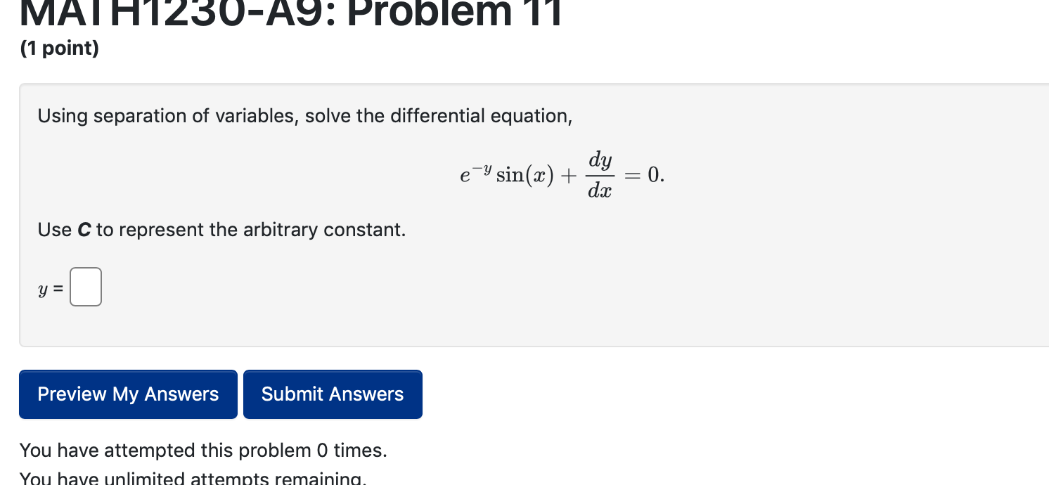 Solved Using separation of variables, solve the differential | Chegg.com