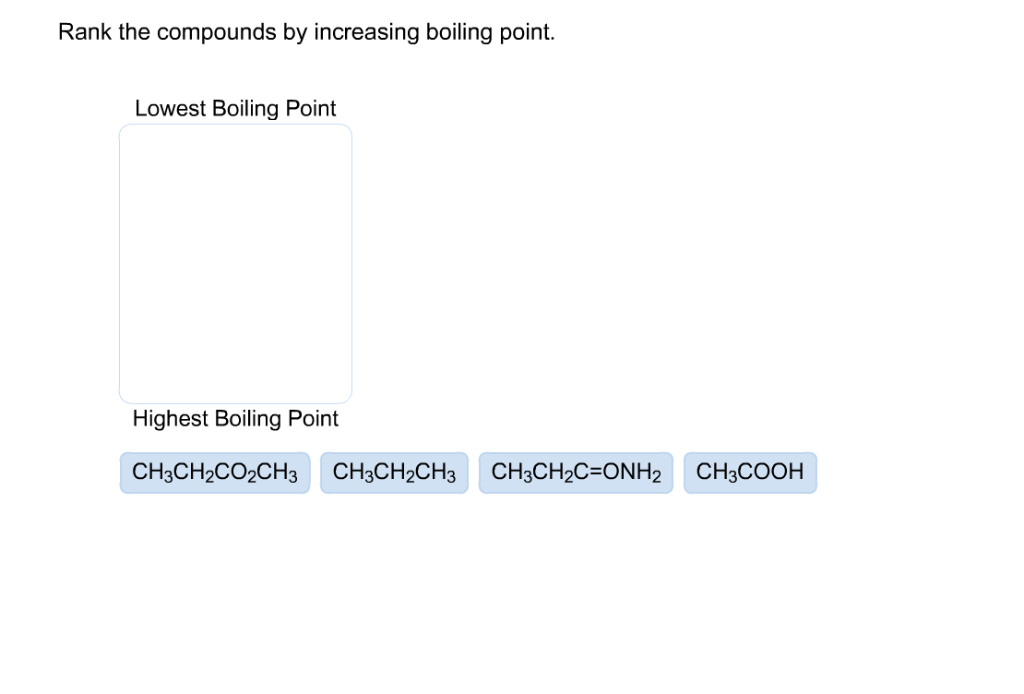 Solved Rank the compounds by increasing boiling point. | Chegg.com