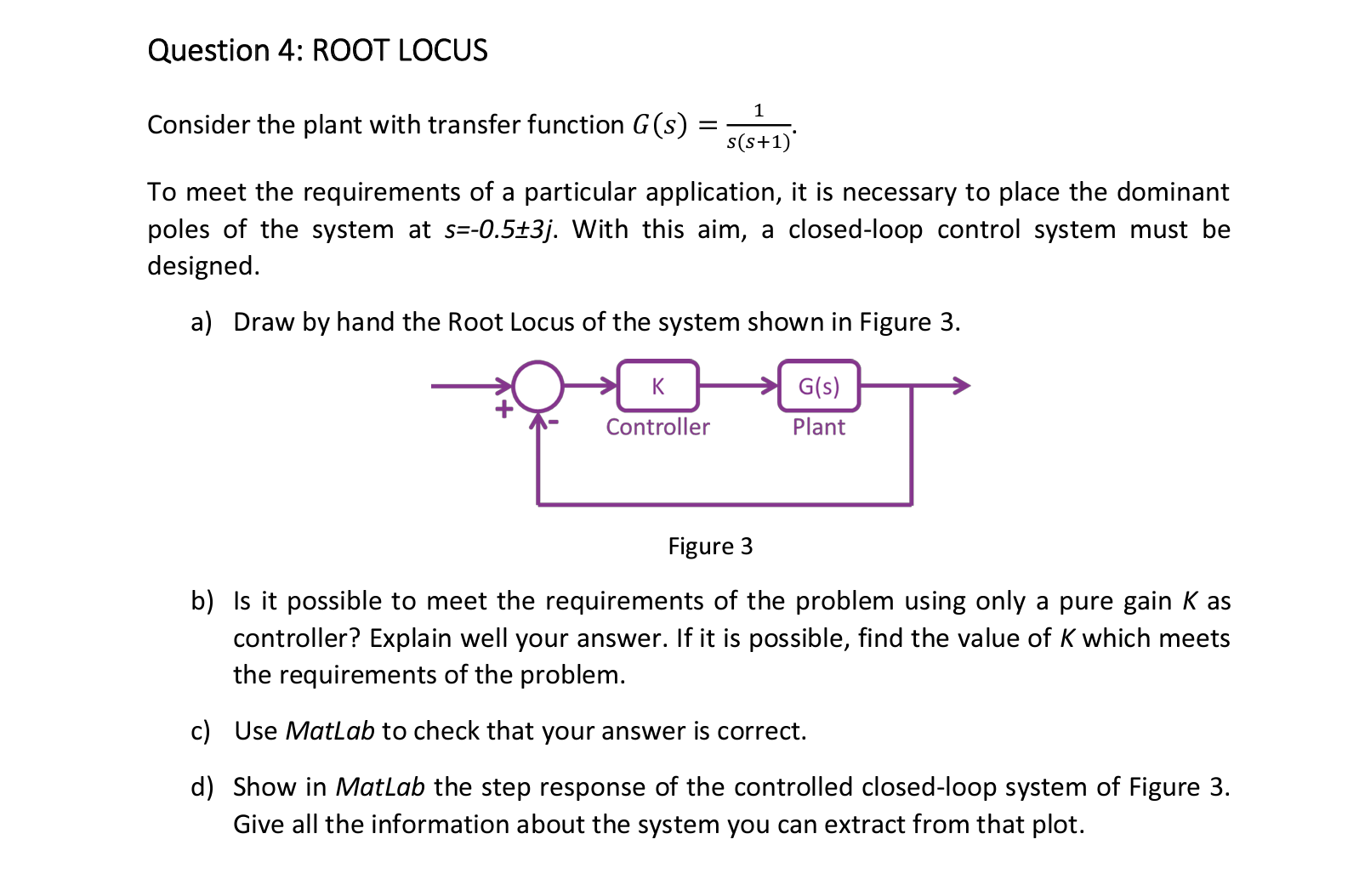 Solved Consider the plant with transfer function | Chegg.com
