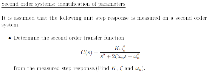Solved Second order systems: identification of parameters It | Chegg.com