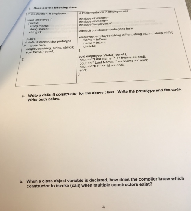 Solved 3. Consider the following class Declaration in | Chegg.com