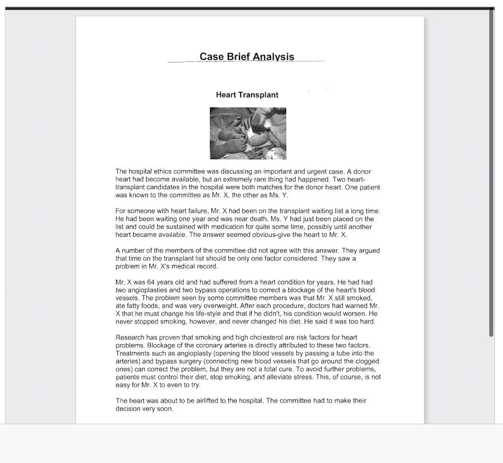 Solved Please read the CASE BRIEF ANALYSIS below before | Chegg.com