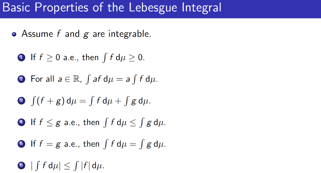 Solved I listed six basic properties of the Lebesgue | Chegg.com
