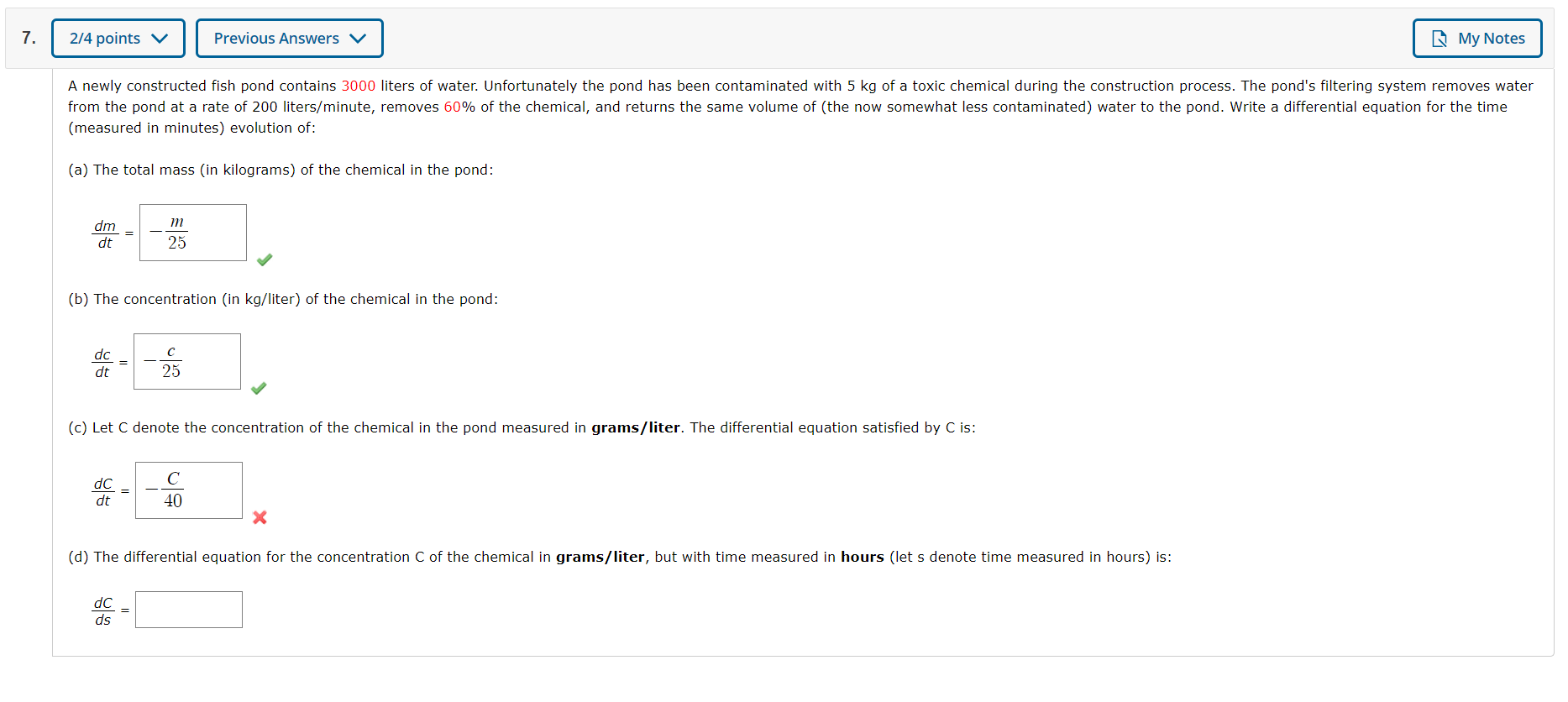 Solved 7. 2/4 points v Previous Answers My Notes A newly | Chegg.com