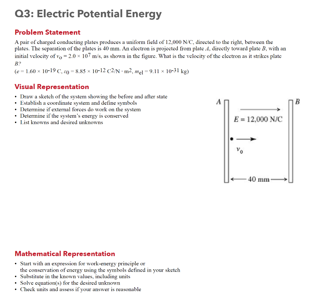 Solved Q3: Electric Potential Energy Problem Statement A | Chegg.com