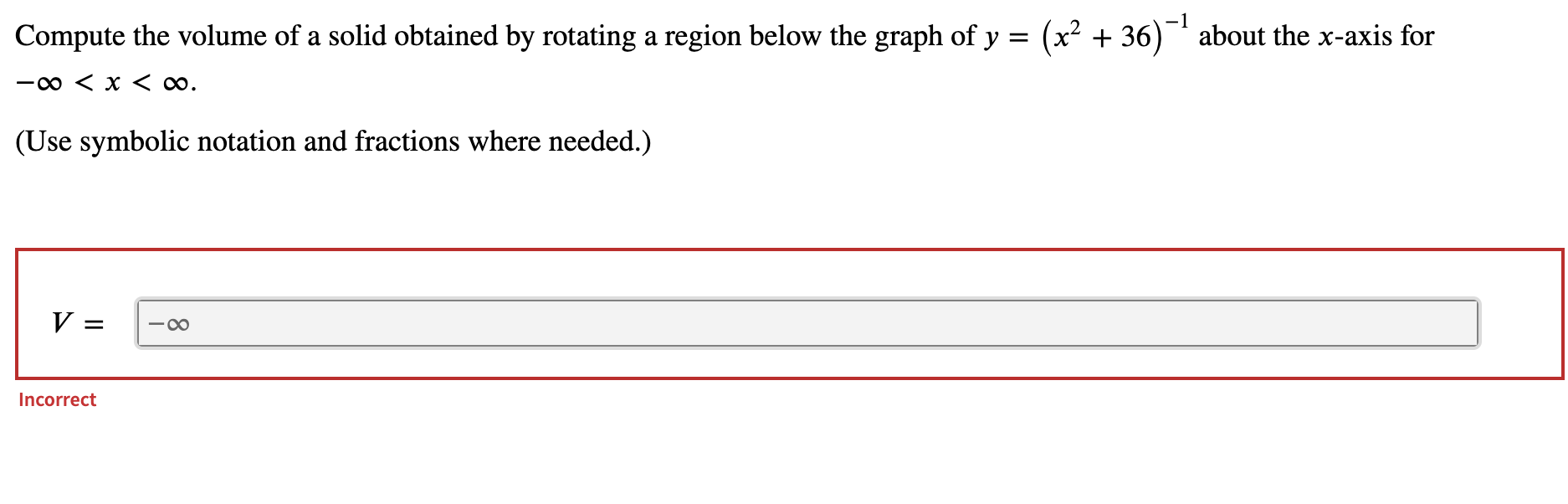 Solved Compute the volume of a solid obtained by rotating a | Chegg.com
