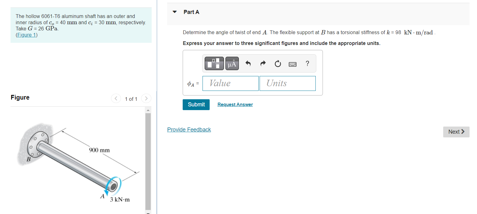 Solved The hollow 6061-T6 aluminum shaft has an outer and | Chegg.com