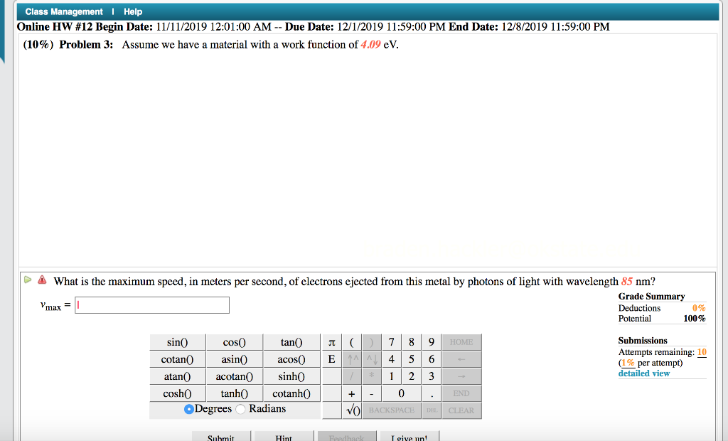 Solved Class Management | Help Online HW #12 Begin Date: | Chegg.com
