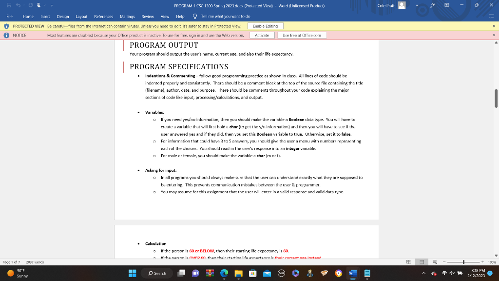 Solved PROGRAM DESCRIPTION Your program must ask the user | Chegg.com