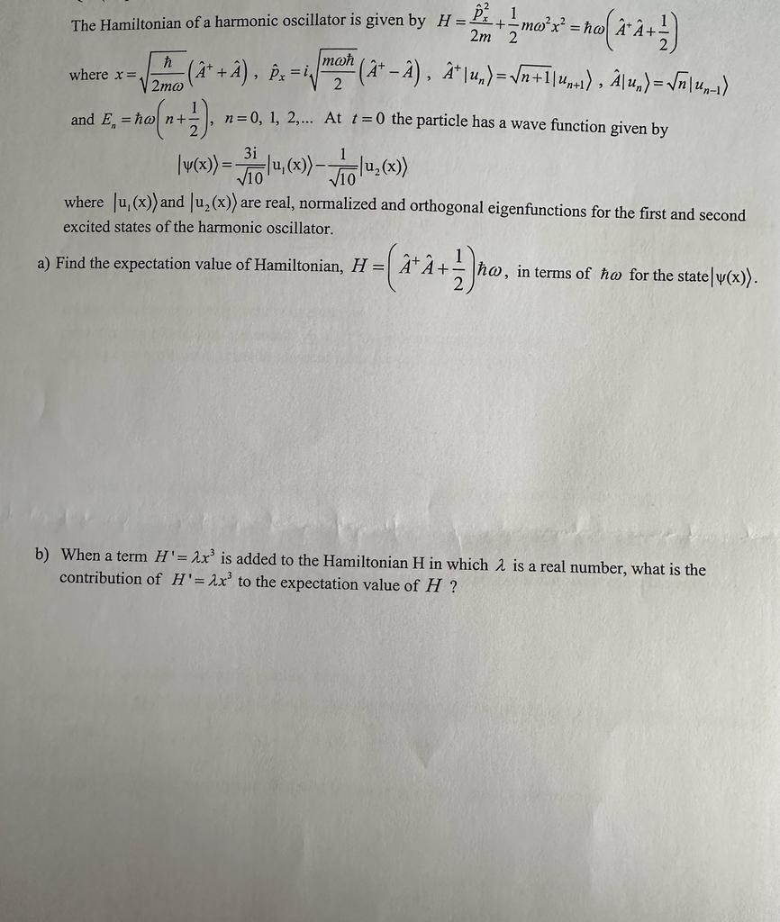 Solved The Hamiltonian of a harmonic oscillator is given by | Chegg.com