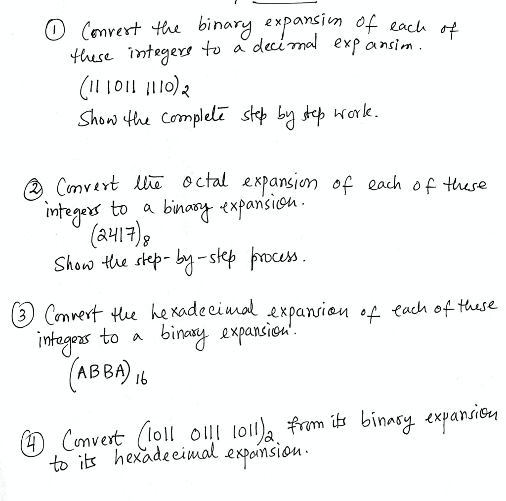 Solved of © Convert the binary expansim of each these | Chegg.com