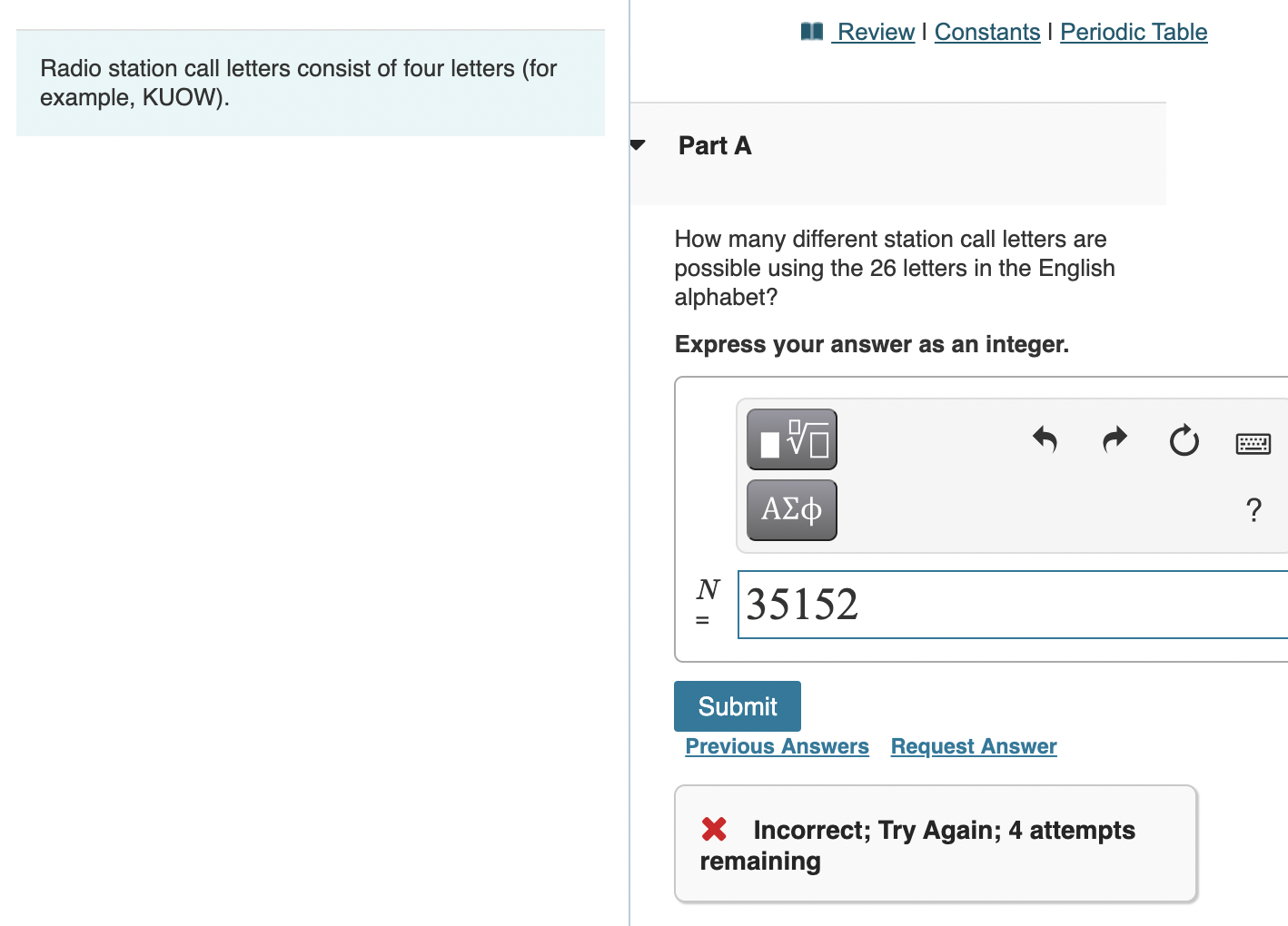 Solved A Review | Constants 1 Periodic Table Radio station | Chegg.com