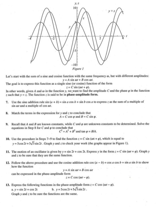 Solved 10 -10 Figure Let's start with the sum of a sine and | Chegg.com