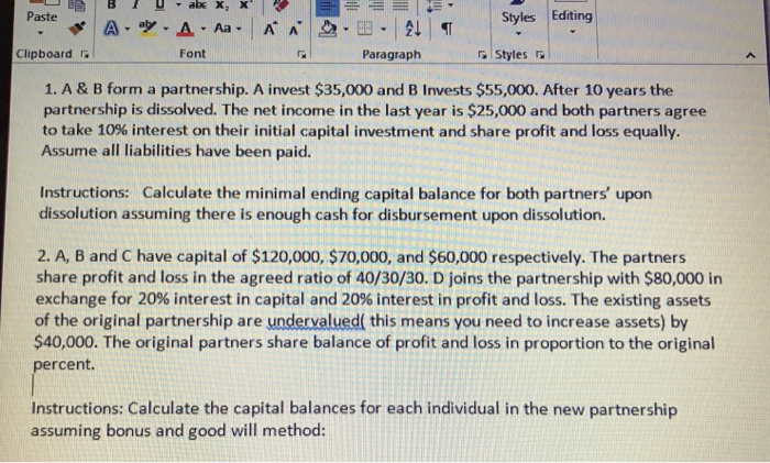 Solved Paste Styles Editing Paragraph Clipboard Font D | Chegg.com