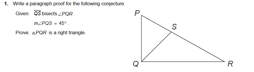 Solved 1. Write a paragraph proof for the following | Chegg.com