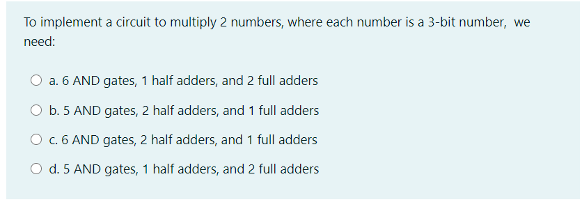 Solved To implement a circuit to multiply 2 numbers, where | Chegg.com