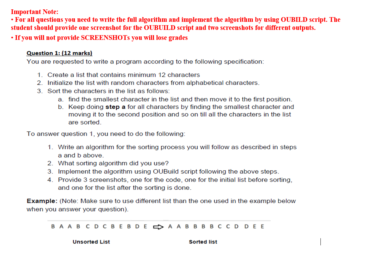 Solved Important Note: • For all questions you need to write | Chegg.com