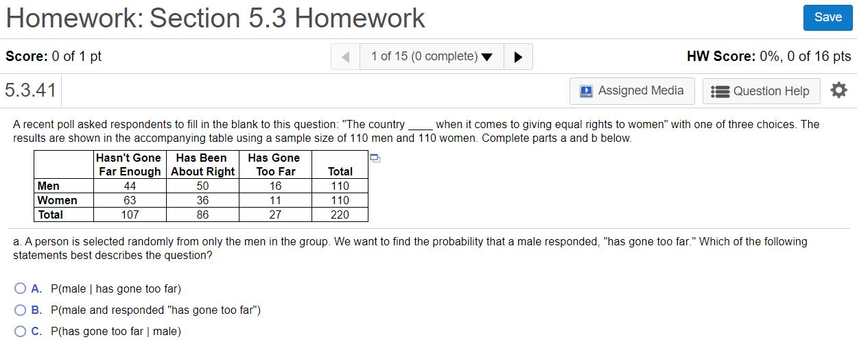 Solved Homework Section 5 3 Homework Save Score 0 Of 1 Pt