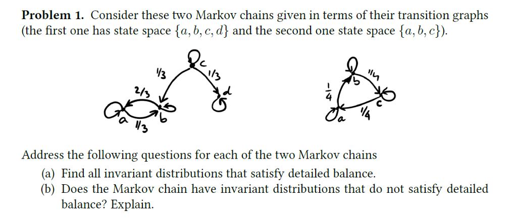 Problem 1. Consider these two Markov chains given in | Chegg.com