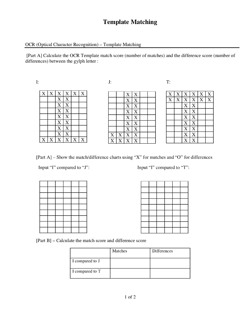 Solved Template Matching OCR (Optical Character Recognition) | Chegg.com