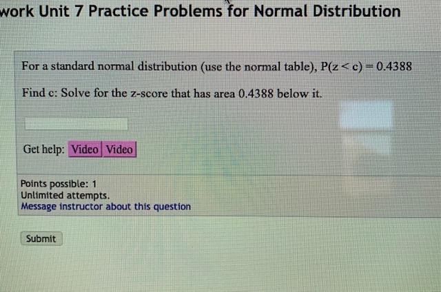 Solved work Unit 7 Practice Problems for Normal Distribution | Chegg.com