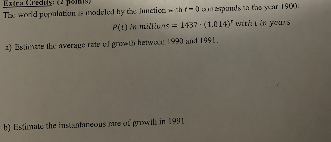 Solved The world population is modeled by the function with | Chegg.com