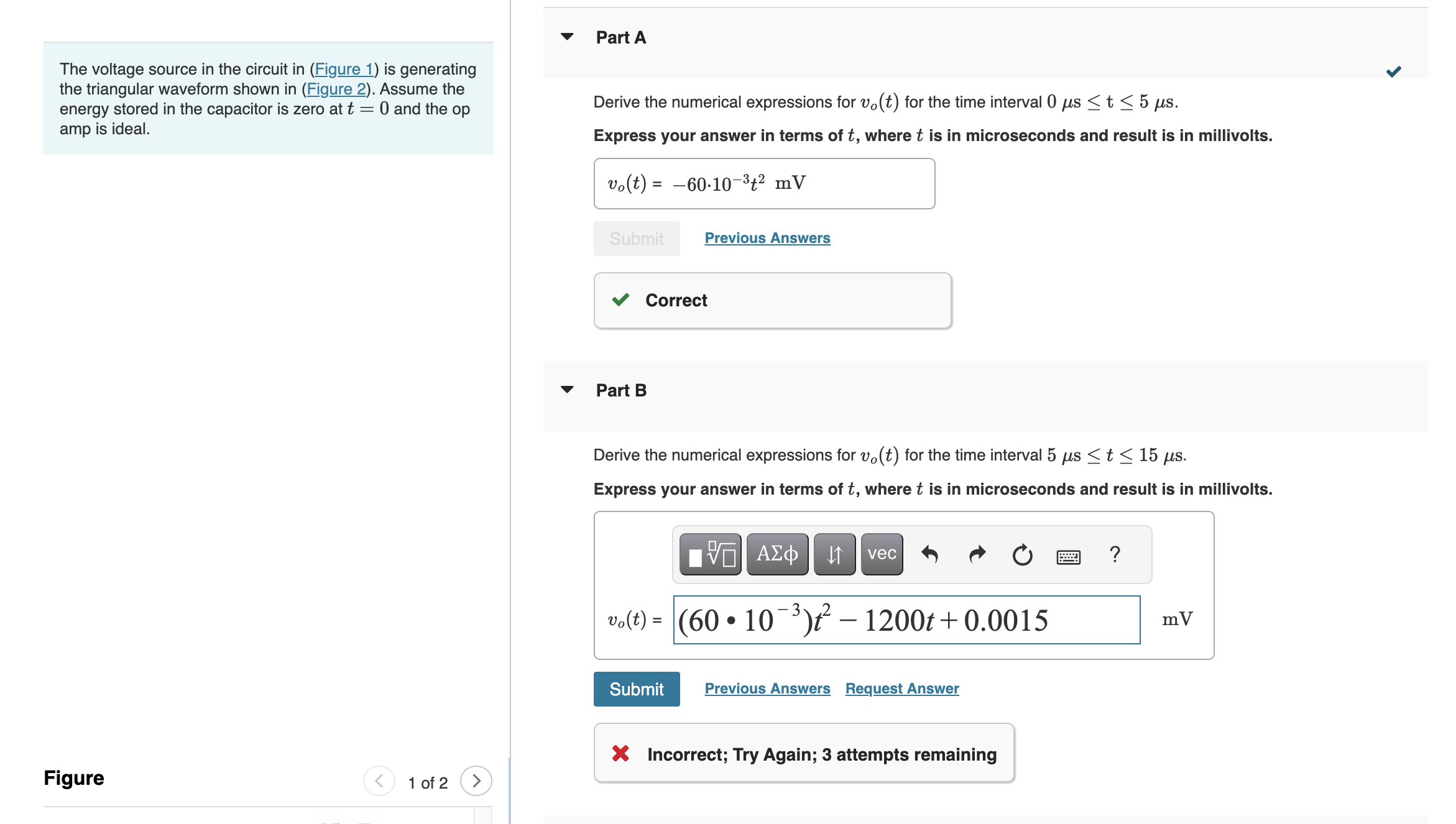 Solved The voltage source in the circuit in (Figure 1) is | Chegg.com