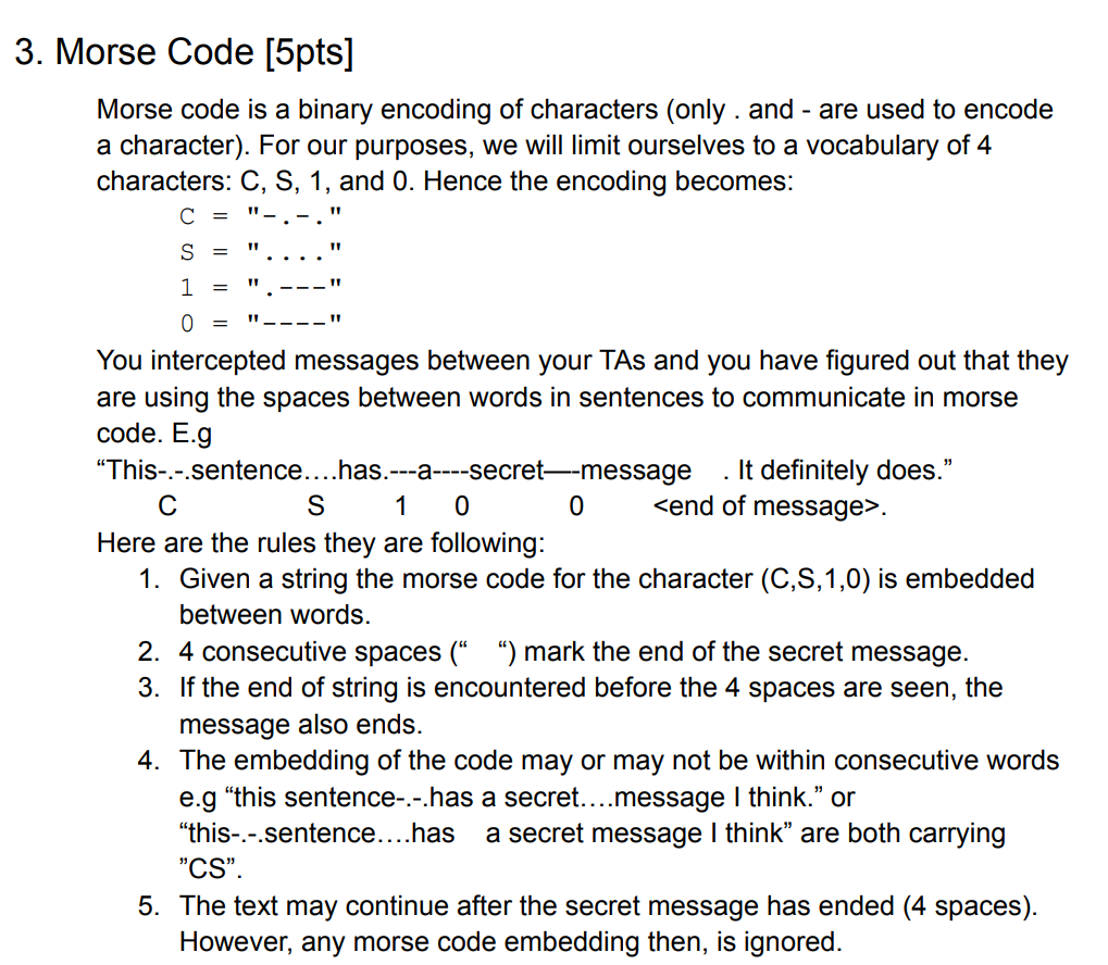 Solved 3. Morse Code [5pts] Morse code is a binary encoding | Chegg.com