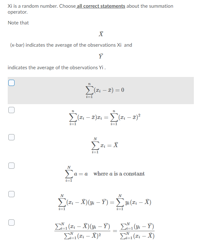 Solved Xi is a random number. Choose all correct statements | Chegg.com