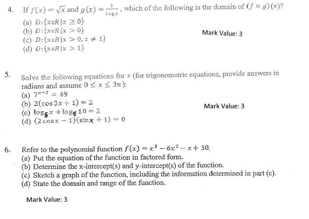Solved 3 which of the following is the domain of (fxg)(x)? | Chegg.com