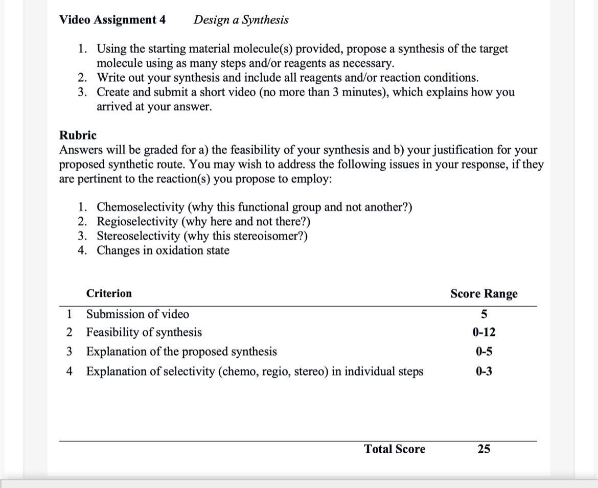 Solved Propose a synthesis of the target molecule from the | Chegg.com